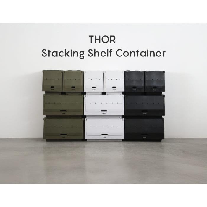( THOR STACKING SHELF CONTAINER 20L セット ソースタッキングシェルフコンテナー ) インテリア アウトドア 収納 蓋 横から 積み重ね 高耐荷重 ブラック ...