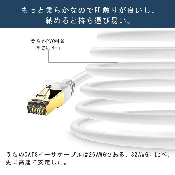 3m2本 Veetop LANケーブル CAT8 カテゴリ8 超高速 ギガビット 40GBASE-T 2000MHz 金メッキ RJ45 ...