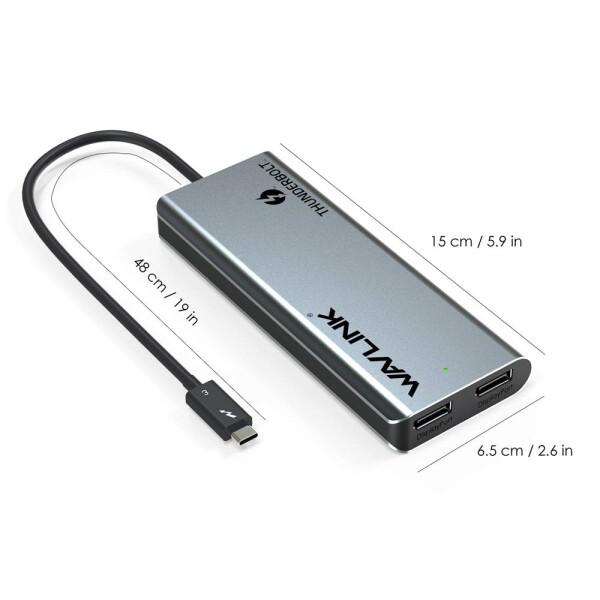 WAVLINK Thunderbolt 3 Mini Dock ドッキングステーション/デュアル 4K/最大5K ディスプレイ出力/2×DP ...