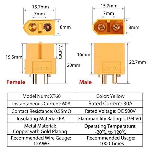 AUTOUTLET XT60コネクター 20PCS 10ペア XT60 コネクタープラグ RCカー/ボート/リポバッテリー用 オス&メ : チャンスAA - 通販 - Yahoo!ショッピング