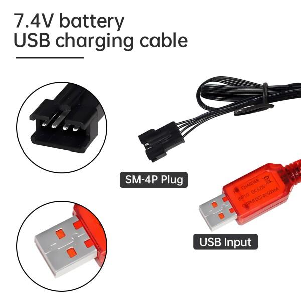 3PCS 7.4V SM-4PプラグUSB充電ケーブル用のDE36W DE65 HM202 EC08 EC16 DE85 RC クロスカントリー車M416電動ゲル : 49071654627 ...