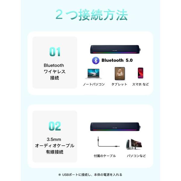 Nylavee PCスピーカー サウンドバー Bluetooth5.0 & AUX接続 4つのスピーカーユニット LEDライト搭載 大音 : チャンスAA - 通販 - Yahoo!ショッピング