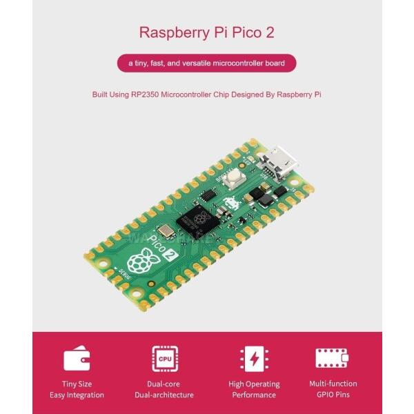 Raspb Pi Pico 2マイクロコントローラーボード、公式RP2350チップ、デュアルコア&デュアルアーキテク : チャンスAA ...