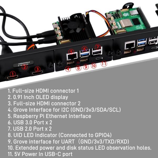 GeeekPi 19インチ 1U ラックマウント Raspberry Pi 5用 PCIe to M.2 NVMe SSDアダプター4個 ...