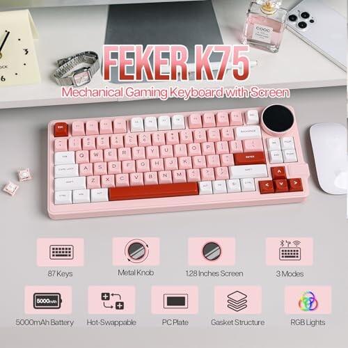 MechLands Feker K75 Lite ガスケットメカニカルキーボード、スクリーンとノブ付き ホットスワップ対 : チャンスAA - 通販 - Yahoo!ショッピング