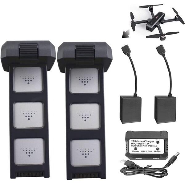 2PCS 7.6V 3400mah リチウム電池 と 1PCS 2 in1充電器対応 MJX Bugs 4W B4W D88 EX3 HS550 折りたたみ式4軸航空機 : チャンスAA ...