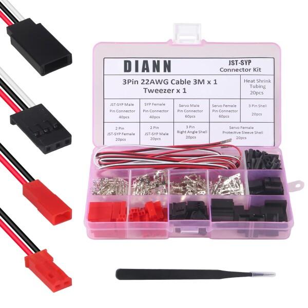 PINKY&DIANNE DIANN RC Servo Connector Kits Male Female Plug Crimp Pin ...