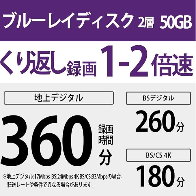 SONY（ソニー） 日本製 ブルーレイディスク BD-RE DL 50GB (1枚あたり地デジ約6時間) 繰り返し録画用 5枚入り 2倍速 ...