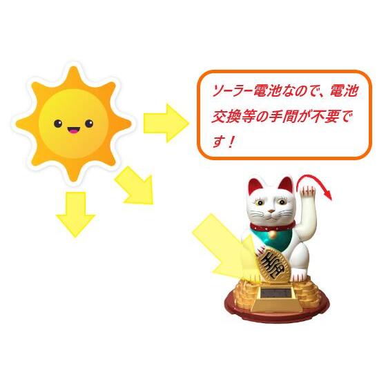ソーラーバッテリー 動く 手振り 招き猫【大・白色】 ソーラー ソーラーバッテリー 動く 手振り 招き猫【大・白色】 ソーラー