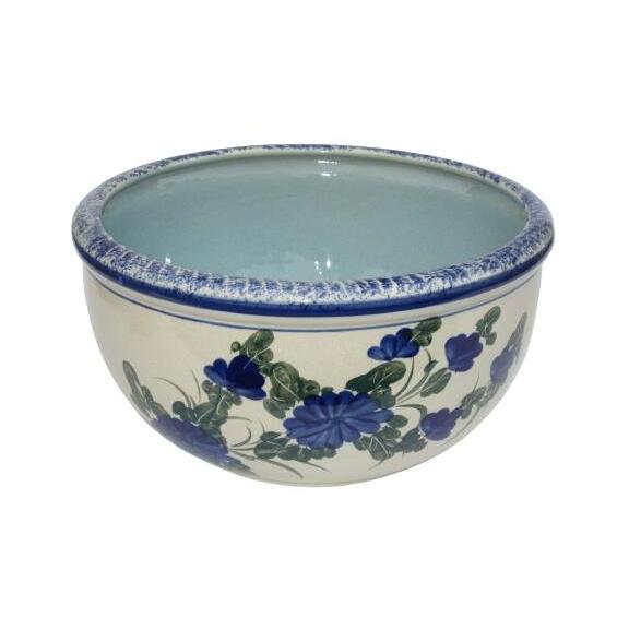 陶器睡蓮鉢【Lサイズ/直径約50cm・花柄(KB2)】 水蓮鉢 すいれん鉢 金魚鉢 メダカ鉢 鉢 ビオトープ メダカ 金魚 すいれん 白 : チャオムン - 通販 - Yahoo!ショッピング