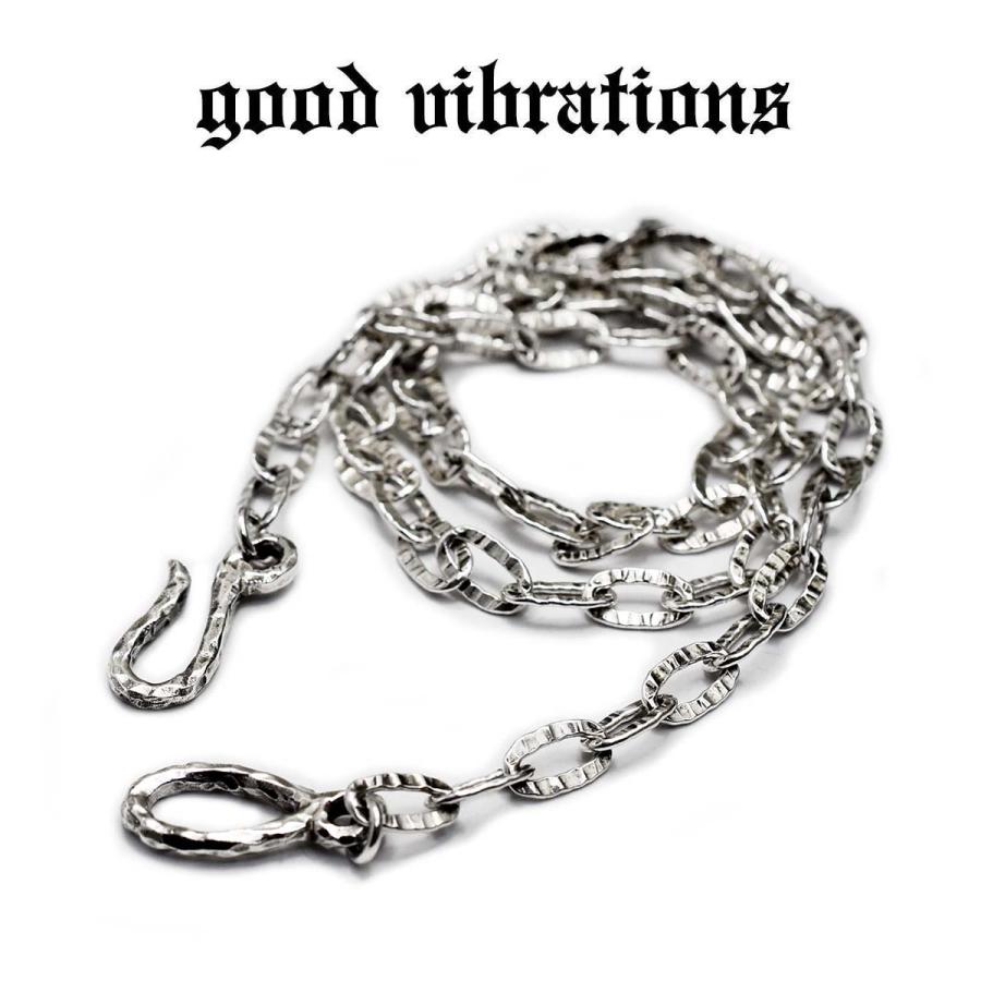 シルバーアクセサリー ネックレス チェーン グッドバイブレーションズ シルバー925 ハンマートーン 大判 フック型 6mm 小判チェーン 58cm : CHAOS accessory ...