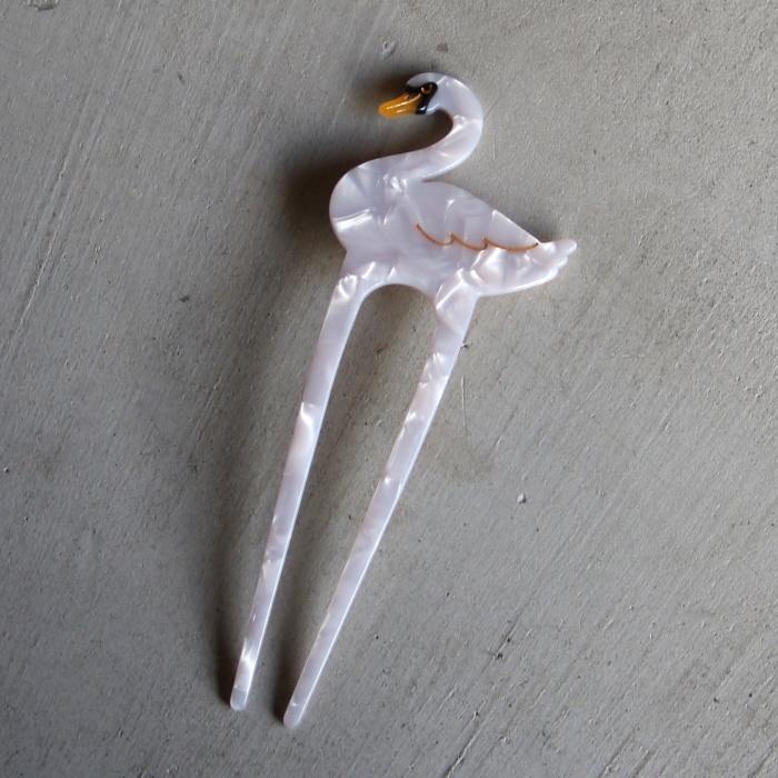ククシュゼット 正規商品 かんざし ヘアコーム アクセ 鳥 個性的 おしゃれ Coucou Suzette 白鳥 ヘア スティック Swan ...