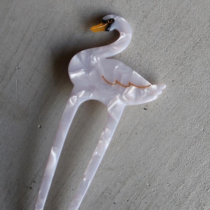 ククシュゼット 正規商品 かんざし ヘアコーム アクセ 鳥 個性的 おしゃれ Coucou Suzette 白鳥 ヘア スティック Swan ...