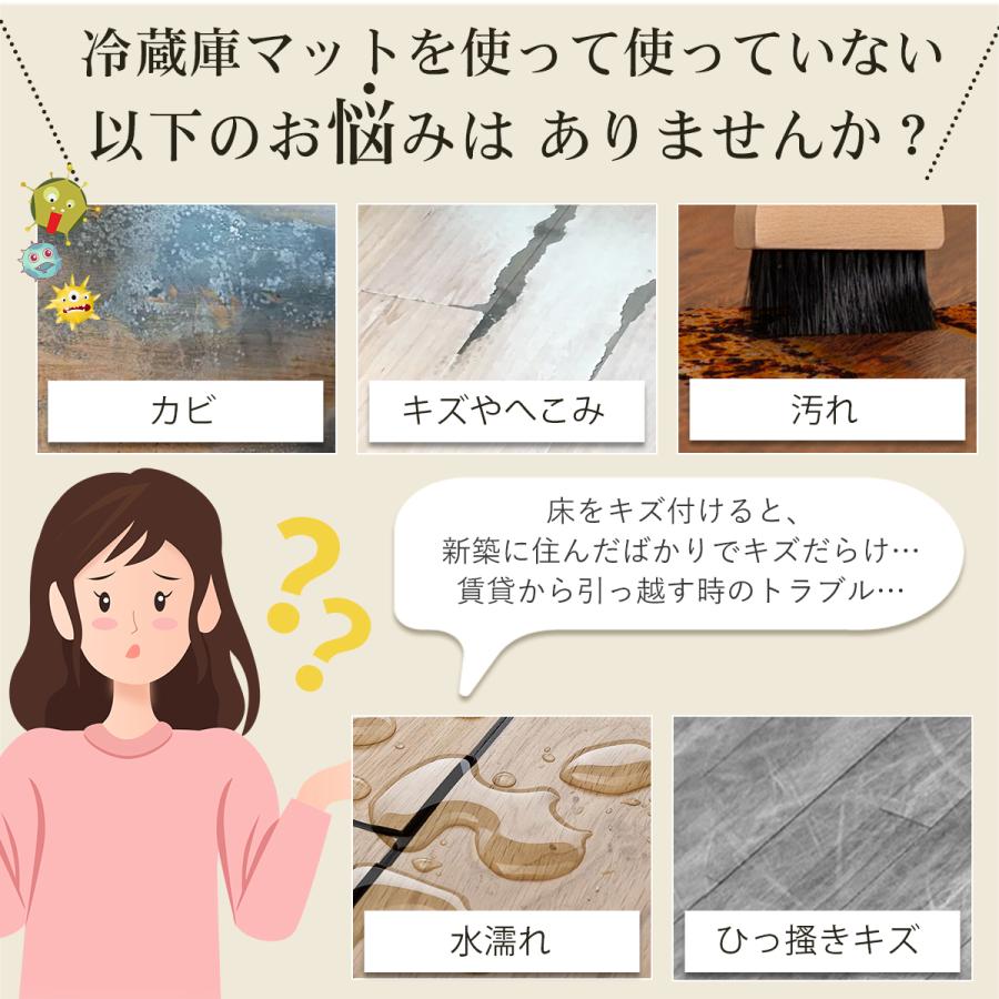 新登場！冷蔵庫マット 透明 無色 クリア 床保護マット 70/65/53cm PVC 水拭き 厚1.5mm S M L キズ防止 凹み防止 撥水 抗菌防カビ フローリング 床暖房対応 ...