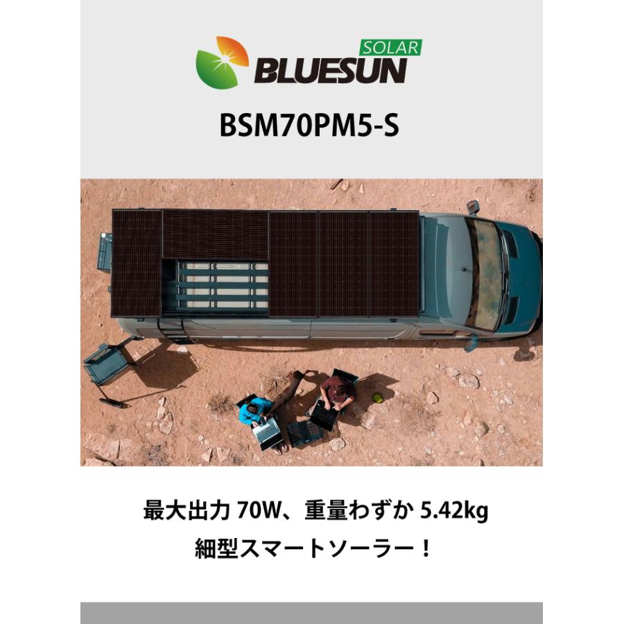 ソーラーパネル 70W 18.7V 小型 単結晶 JPAC認証 1050x350x30 シングルド BSM70PM5-S ブルーサン BLUESUN 5.42kg : チェリーベル Yahoo ...