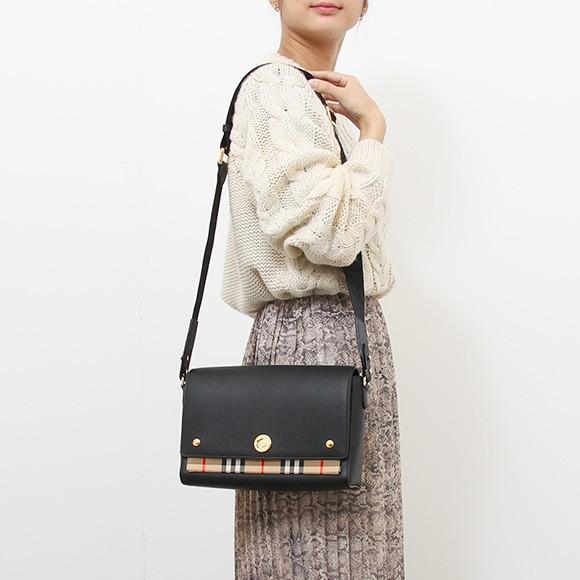 BURBERRY バーバリー バッグ レディース ショルダーバッグ ブラック×アーカイブベージュ（ヴィンテージチェック） MD NOTE ...