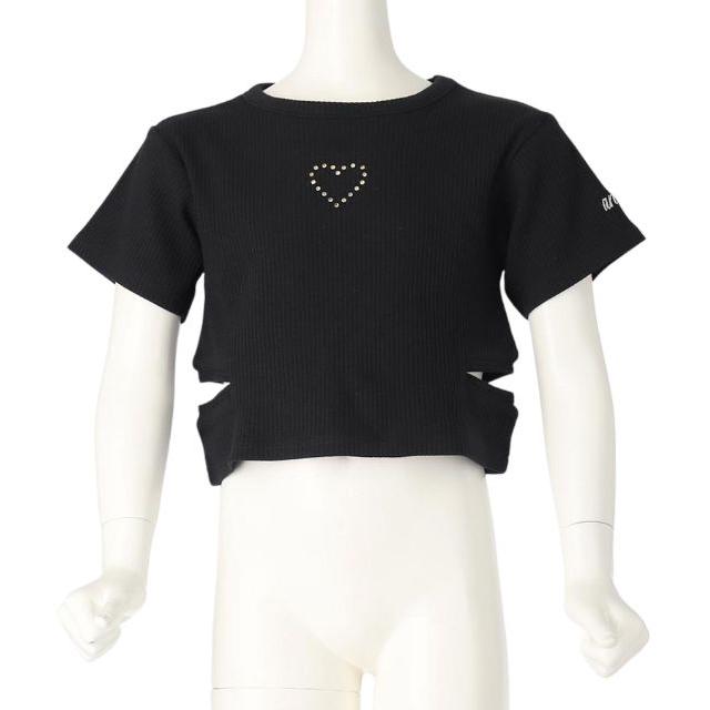 ANAP GiRL 2025春夏新作 KIDS ラインストーンロゴサイドカットテレコトップス No.423-3378 アナップキッズ 女の子 半袖 Tシャツ 半T ロゴ ハート 可愛い 人気 ...