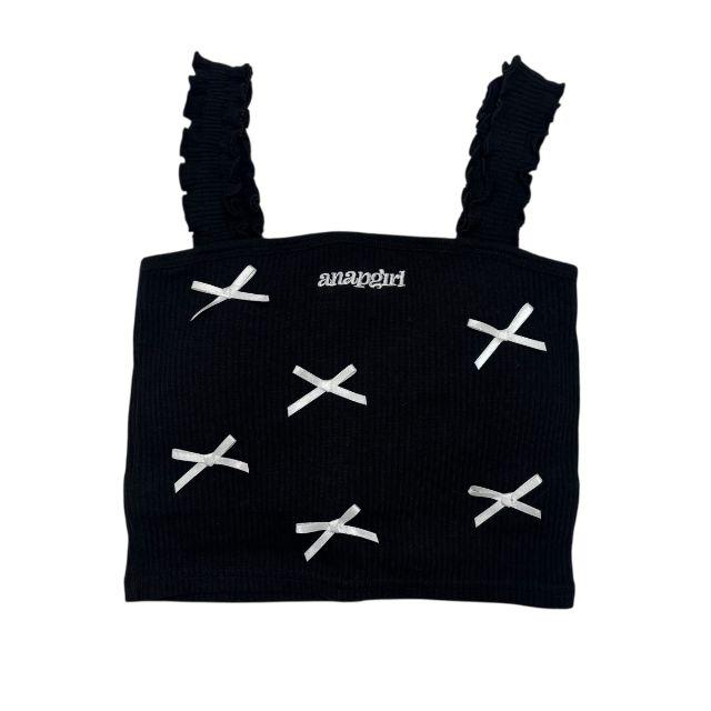 2025春夏新作 ANAP GIRL リボンモチーフパッド付きキャミソール No.913-7678 アナップガール 女の子 パッド入り インナー レース ロゴ 可愛い オシャレ ...