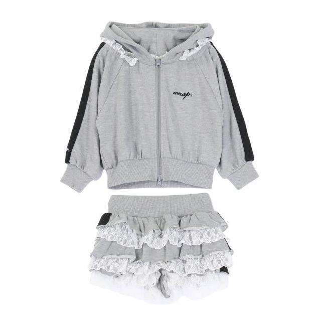 ANAP GiRL 2025秋冬新作 GIRL 肩アキパーカー×フリルスカート スウェット セットアップ キッズお揃い No.918-7766 ...