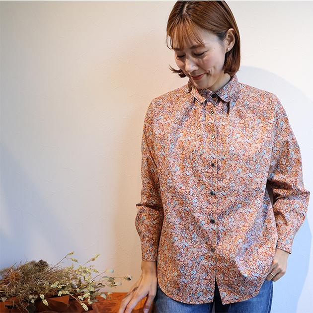 リバティプリント 丸襟タックブラウス（チャイブ）フォックスクラシック オレンジ系 Lサイズ ブラウス シャツ LIBERTYPRINT使用 : ちびちびきっちん - 通販 - Yahoo!ショッピング