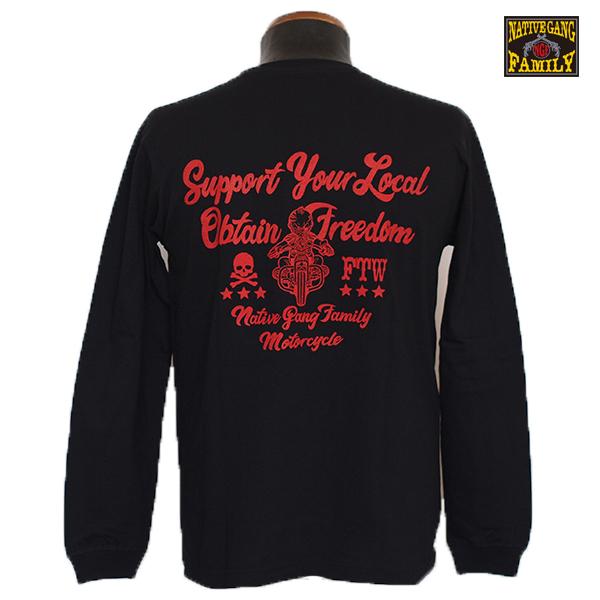 NATIVE GANG FAMILY ネイティブギャングファミリー NEW-SYLロゴロンT NGF45-655 アメカジ バイカー ...
