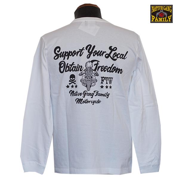NATIVE GANG FAMILY ネイティブギャングファミリー NEW-SYLロゴロンT NGF45-655 アメカジ バイカー ...
