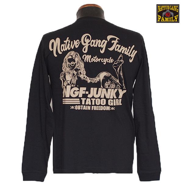 NATIVE GANG FAMILY（ネイティブギャングファミリー） NEWジャンキーガールリブ付きロンT NGF48-651 アメカジ ...