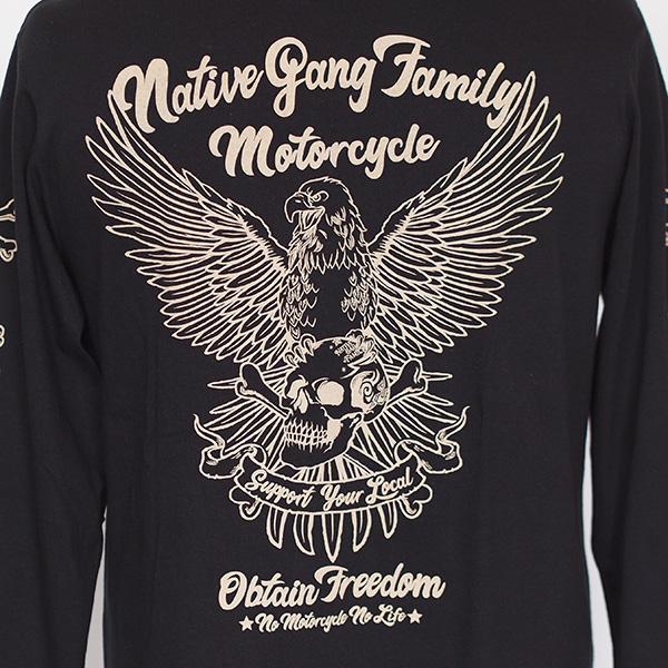 NATIVE GANG FAMILY ネイティブギャングファミリー イーグルスカルリブ付きロンT NGF48-682 アメカジ バイカー ...