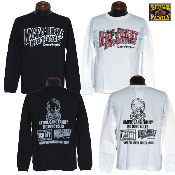 NATIVE GANG FAMILY ネイティブギャングファミリー NGF-JUNKYリブ付きロンT NGF49-681 アメカジ バイカー ...