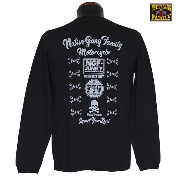 NATIVE GANG FAMILY ネイティブギャングファミリー NGF-JUNKYリブ付きロンT NGF49-682 アメカジ バイカー ...