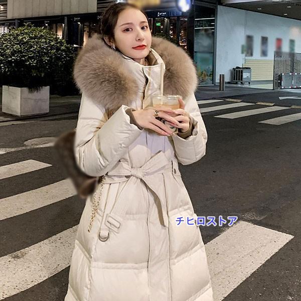 ダウンコート レディース ロングコート 90％ダウン フード付き