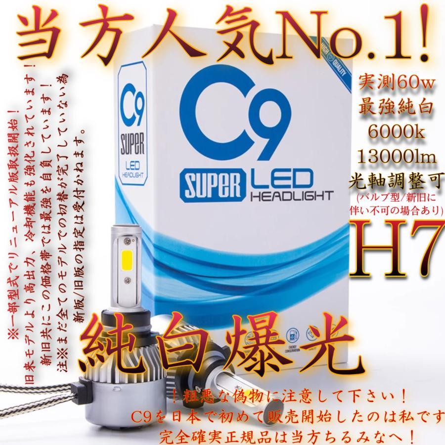 C9 H7 LED バルブ ヘッドライト フォグランプ LEDバルブ 爆光 ちるみなC9 ハイビーム ロービーム 6000k : Chillmina Lightning - 通販 ...