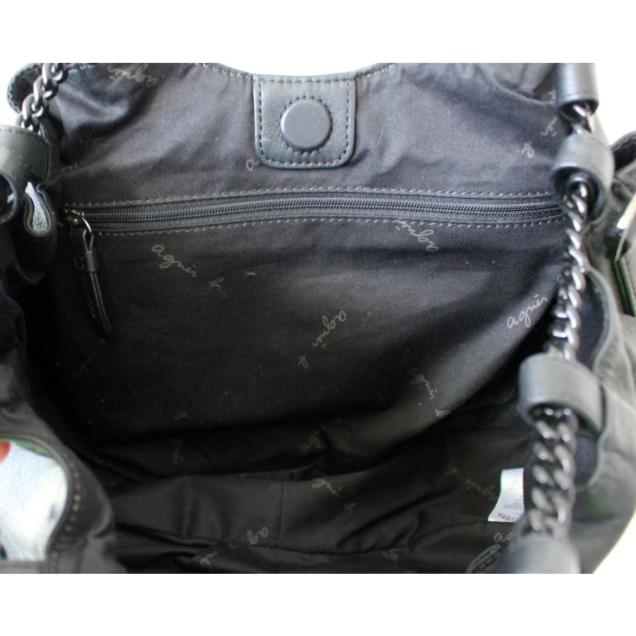 agnes b． VOYAGE 1270/中古/agnes VOYAG Eアニエスベーボヤージュ ショルダーバック ブラックレザー ブラックチェーン 牛革100％ : 地産の黒部Yahoo!店 ...