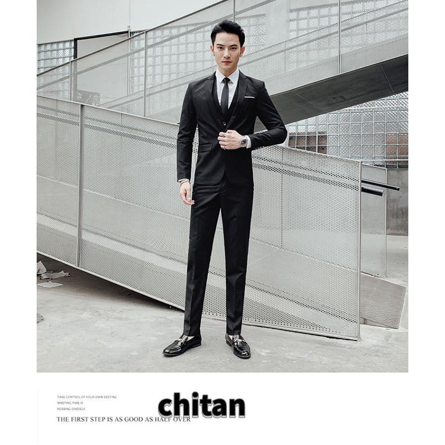 スーツ 3点セット メンズ おしゃれ ビジネススーツ カジュアルスーツ 3ピーススーツ フォーマルスーツ スーツセットアップ 洗える スリム リクルート 通勤 : Chitan - 通販 ...