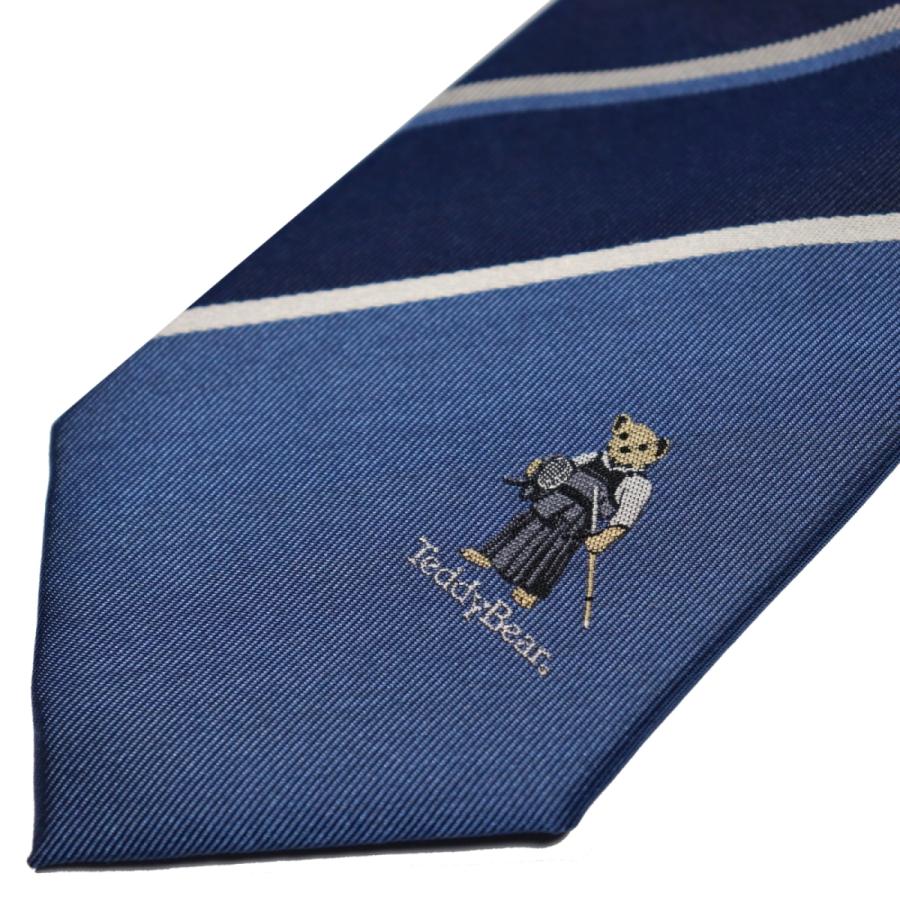 TeddyBear SPORTS BRAND ネクタイ ブランド テディベア くま キャラクター スポーツ 部活 剣道 ストライプ柄 ネイビー ...