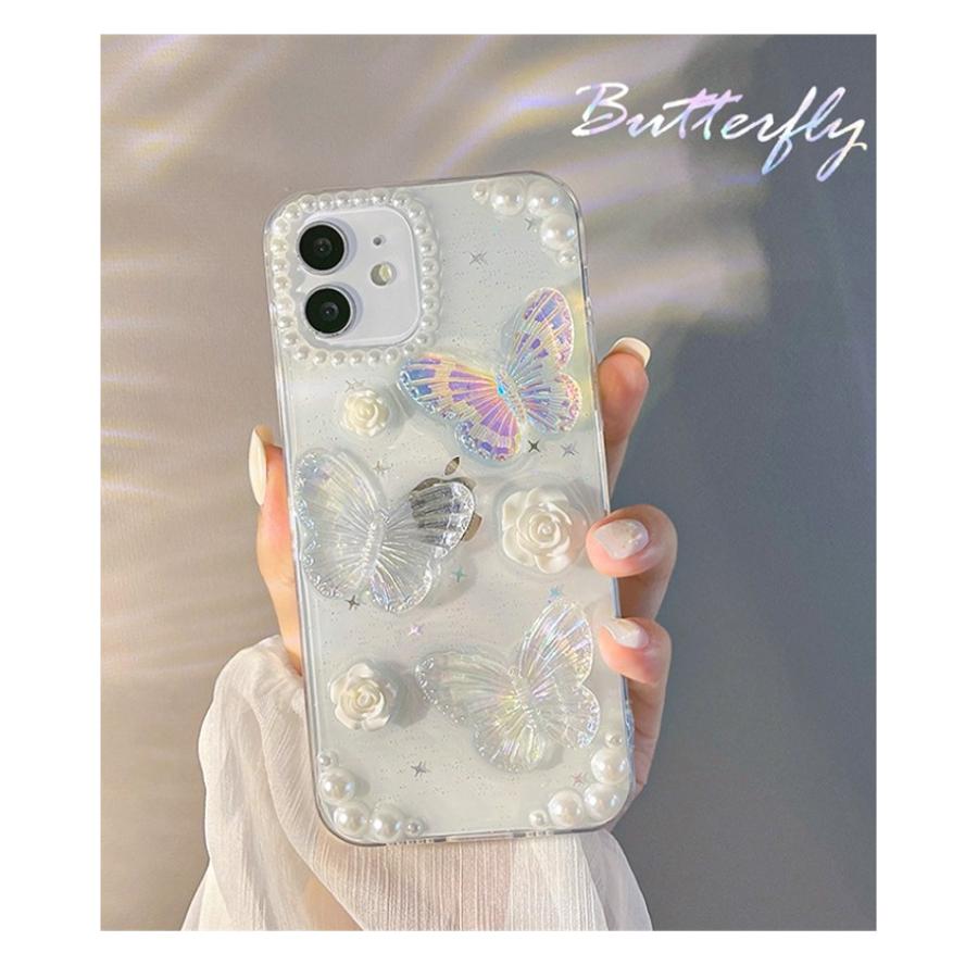 キラキラ バタフライ♪ iPhone 14 plus用ケースiPhone13 キラキラ バタフライ♪ iPhone 14 plus用ケースiPhone13