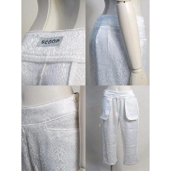 SCOOP パンツサイズ-Mハーフホワイト/白パイソン ジャガード ストレッチレディースボトムス#sco83-51005-08-M ...