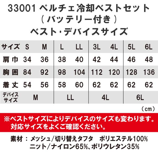 33001 ペルチェベスト 冷却ベスト ペルチェ 夏 熱中症対策 バッテリーセット XEBEC ジーベック :33001:choose! - 通販 - Yahoo!ショッピング