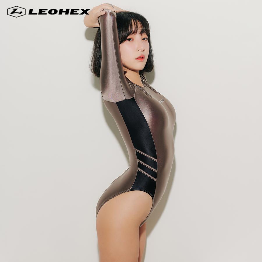 LEOHEX レオヘックス レオタード ロングスリーブ コスチューム ボディスーツ 長袖 ユニタード ハイレグ 競泳水着 光沢 新体操 グラビア ユニセックス 男女兼用 : ChouChou ...