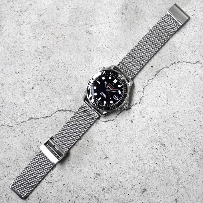 時計ベルト ミラネーゼ ブレスレット HERMANN STAIB ハーマンステイブ メッシュ ベルト 20mm 22mm【交換工具・ばね棒つき ...