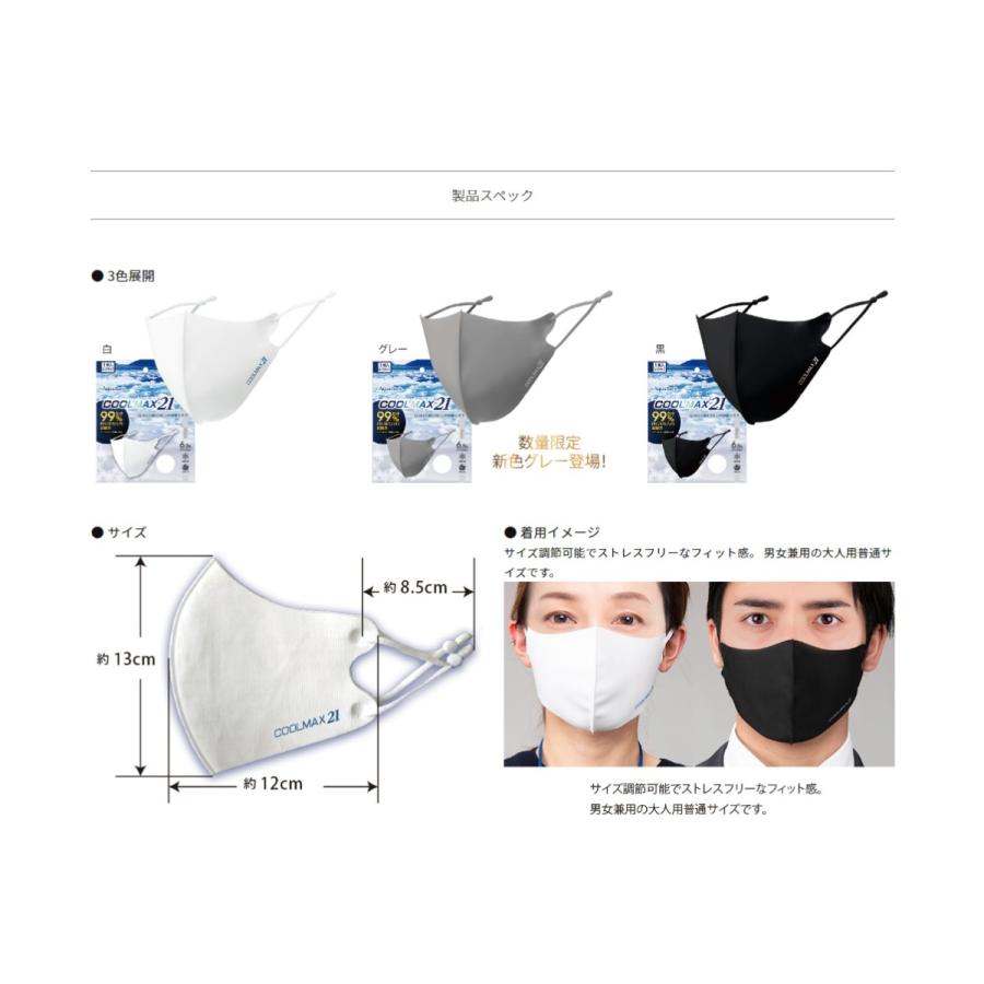 アクアバンク 冷感マスク「COOL MAX 21」PFE99%（1枚入り）全3色【JIS T90001 承認取得中!】 : CHUGAI ...