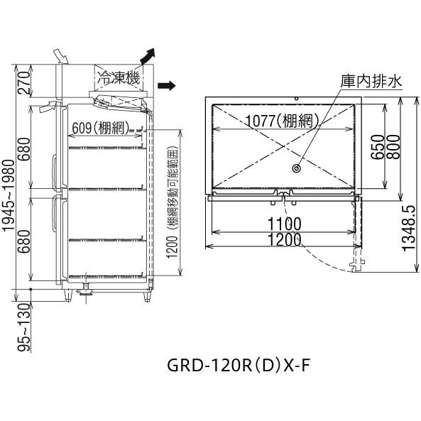 フクシマガリレイ GRD-120RX-F 業務用冷蔵庫 ノンフロンインバーター制御タテ型冷蔵庫 センターフリー : 厨房センターヤフー店 - 通販 - Yahoo!ショッピング