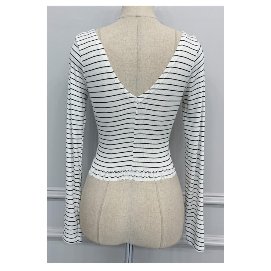 【全2色】ストライプ長袖カットソー アイボリー ブラック 【241112top1】(jmam )(241112) : CINNAMON GIRL - 通販 - Yahoo!ショッピング