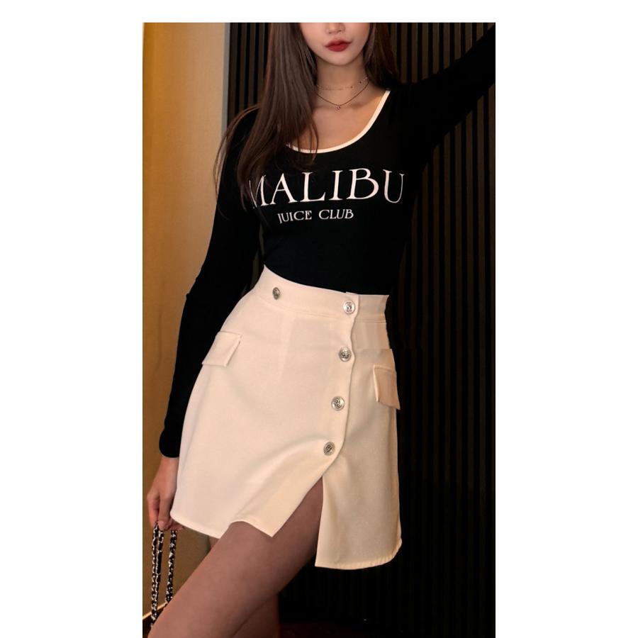 《新作10％OFF 3/25(火) 11:59迄》【全2色】ボタンポイントミニスカート アイボリー ブラック S/M 【250313sk3】( jmam )(250317 ...