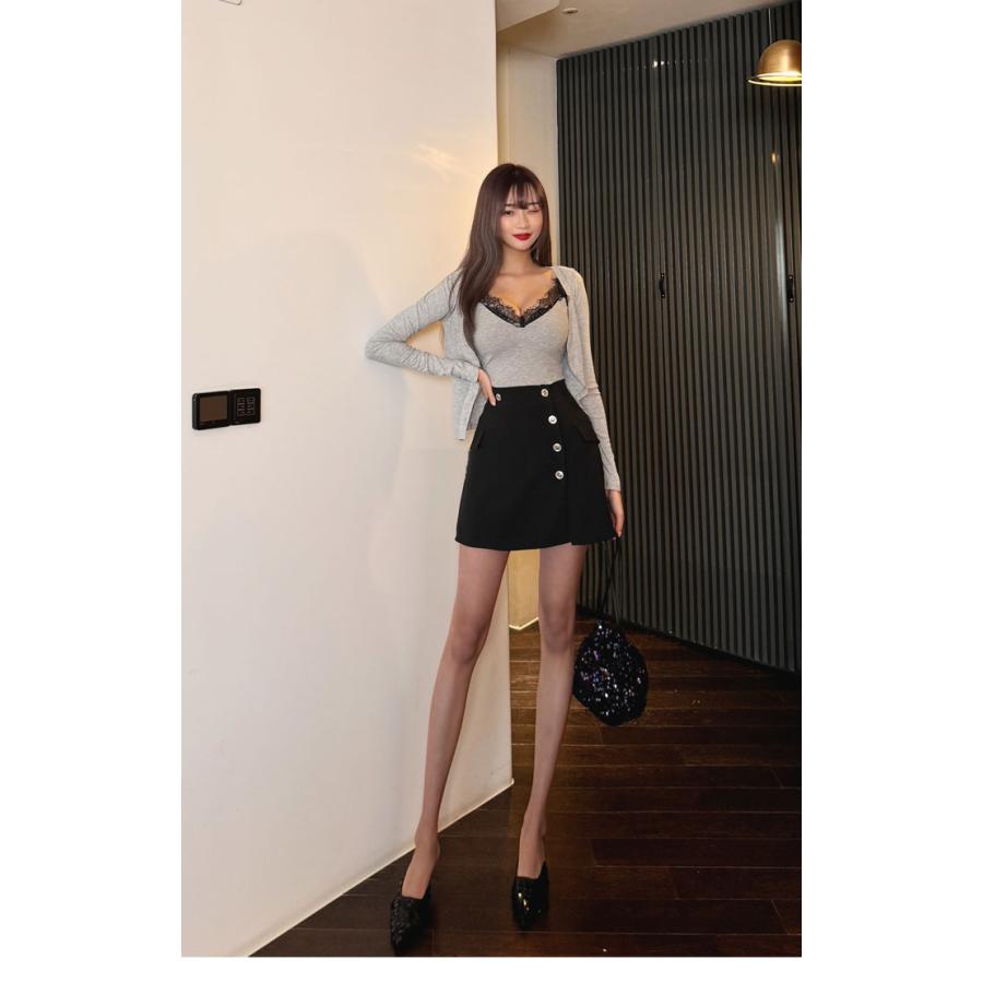 《新作10％OFF 3/25(火) 11:59迄》【全2色】ボタンポイントミニスカート アイボリー ブラック S/M 【250313sk3】( jmam )(250317 ...