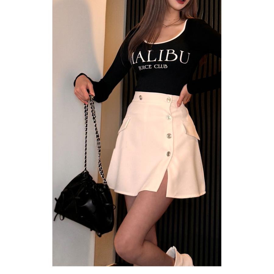 《新作10％OFF 3/25(火) 11:59迄》【全2色】ボタンポイントミニスカート アイボリー ブラック S/M 【250313sk3】( jmam )(250317 ...