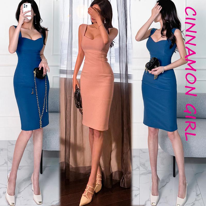 《新作10％OFF 5/15(木) 11:59迄》【全2色】ミディアム丈スリットタイトワンピース ブルー インディ―ピンク S/M/L【250505op5】( jmam )(250507 ...