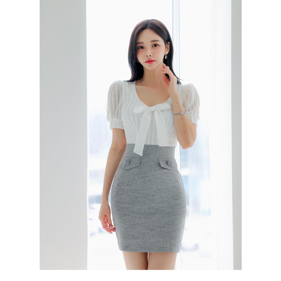 《新作10％OFF 7/3(木) 11:59迄》【全1色】 配色タイトミニワンピース アイボリー×グレー S/M/L【250623op6】( nani )(250625) : CINNAMON ...