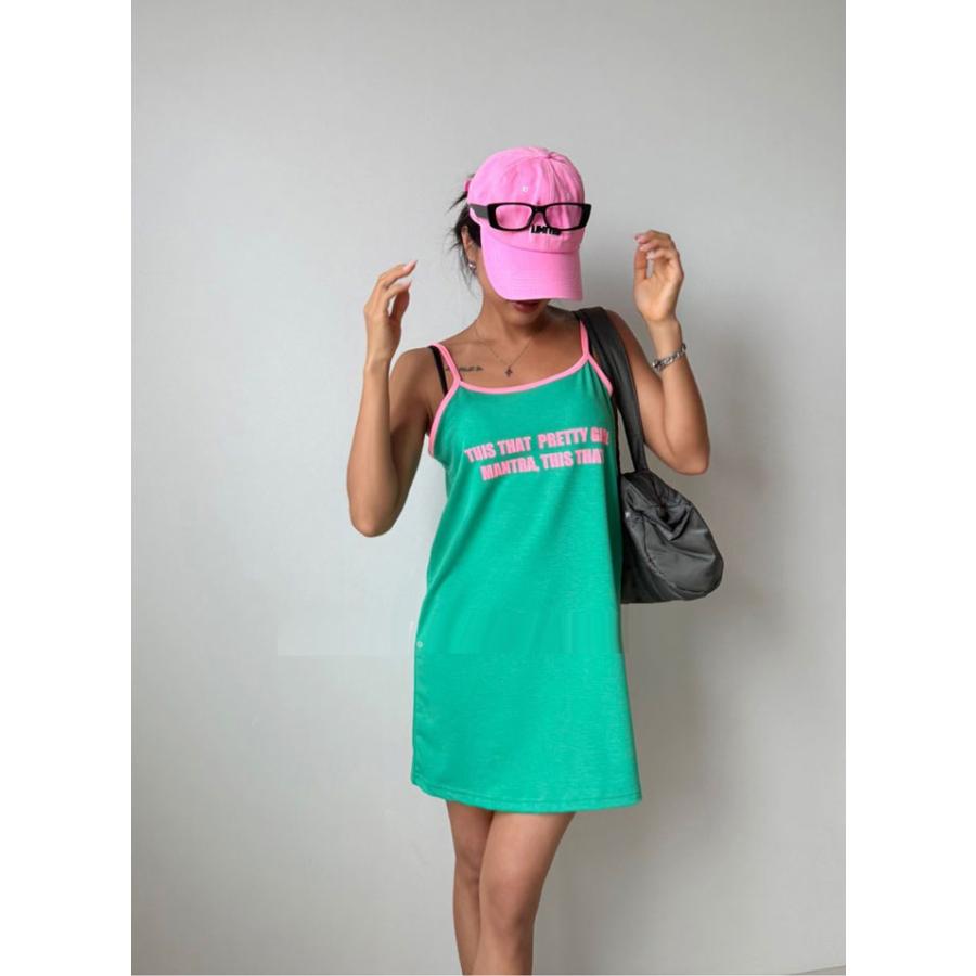 【全4色】レタリングキャミソールミニワンピース ピンク グリーン ブルー ブラック【250721op1】( jmam )(250722) : CINNAMON GIRL - 通販 ...