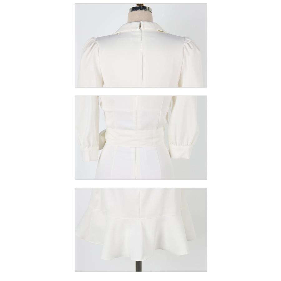 【PREMIUM】【最高級★LUXURY STYLE】【全3色】リボンフレアミニワンピース アイボリー ピンク ブルー S/M/L【bin ...